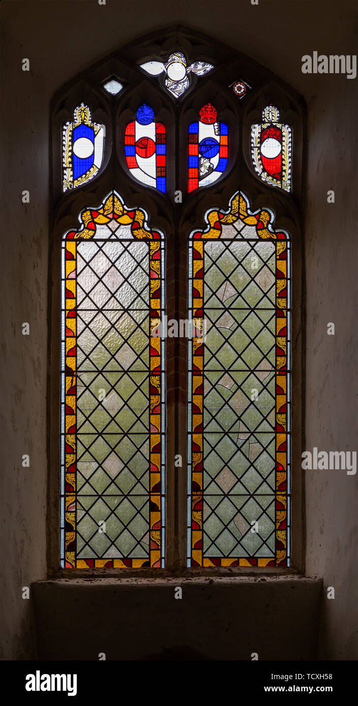 Victorian 19th century stained glass window, Claydon church, Suffolk ...