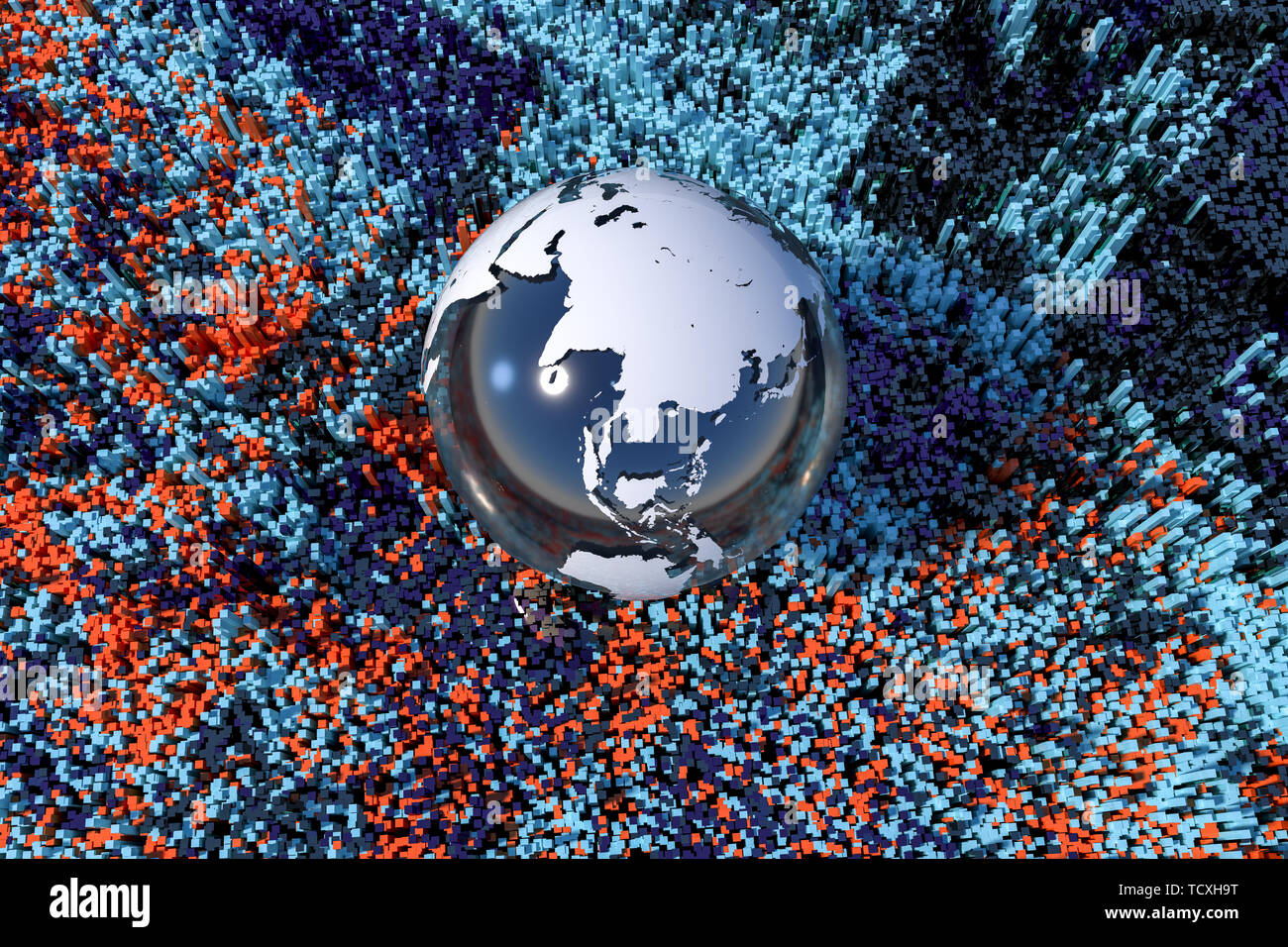 Concave-convex changing terrain and Earth model, three-dimensional ...