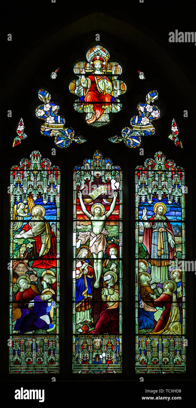 Victorian 19th century stained glass window, Claydon church, Suffolk ...