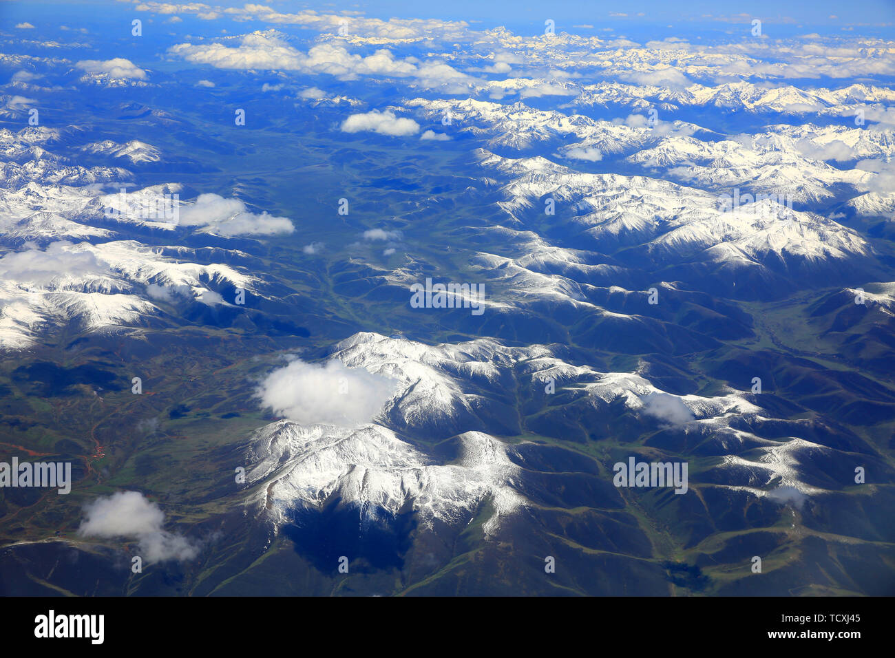Aerial photography of the snowy plateau Stock Photo - Alamy