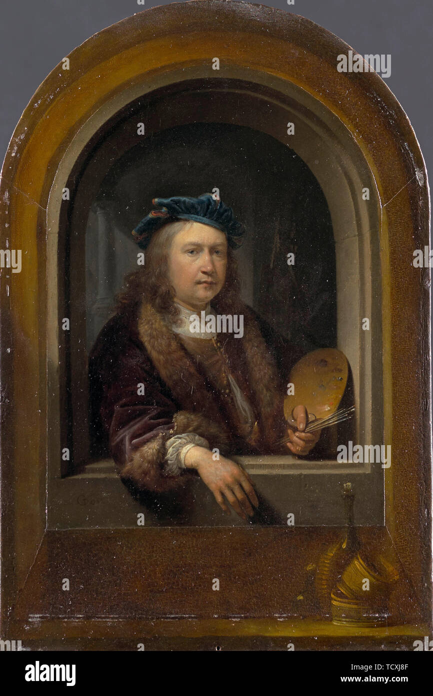 Self-Portrait with Palette, c. 1660. Creator: Dou, Gerard (Gerrit ...