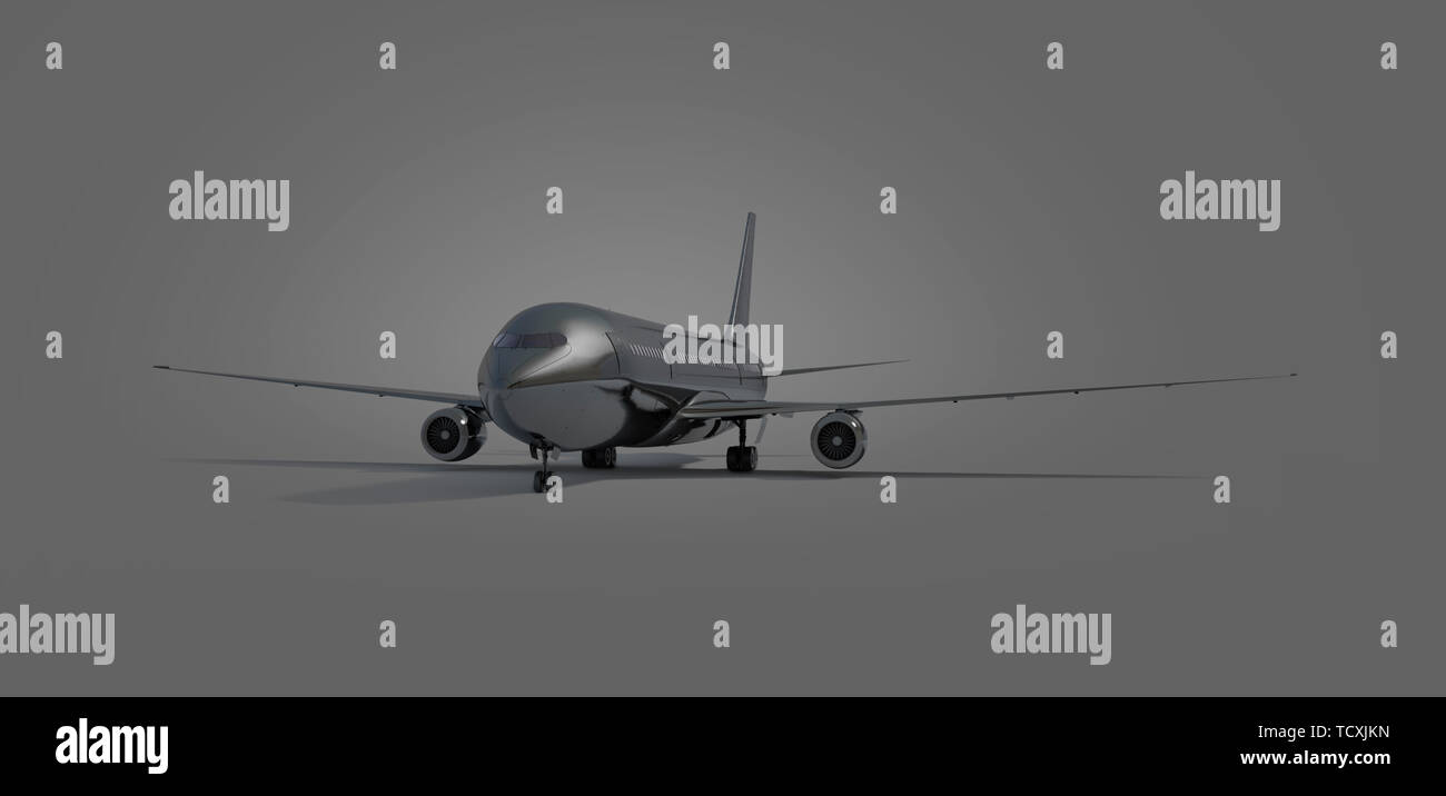 Blank black aeroplane mockup stand, front view isolated, 3d rendering ...