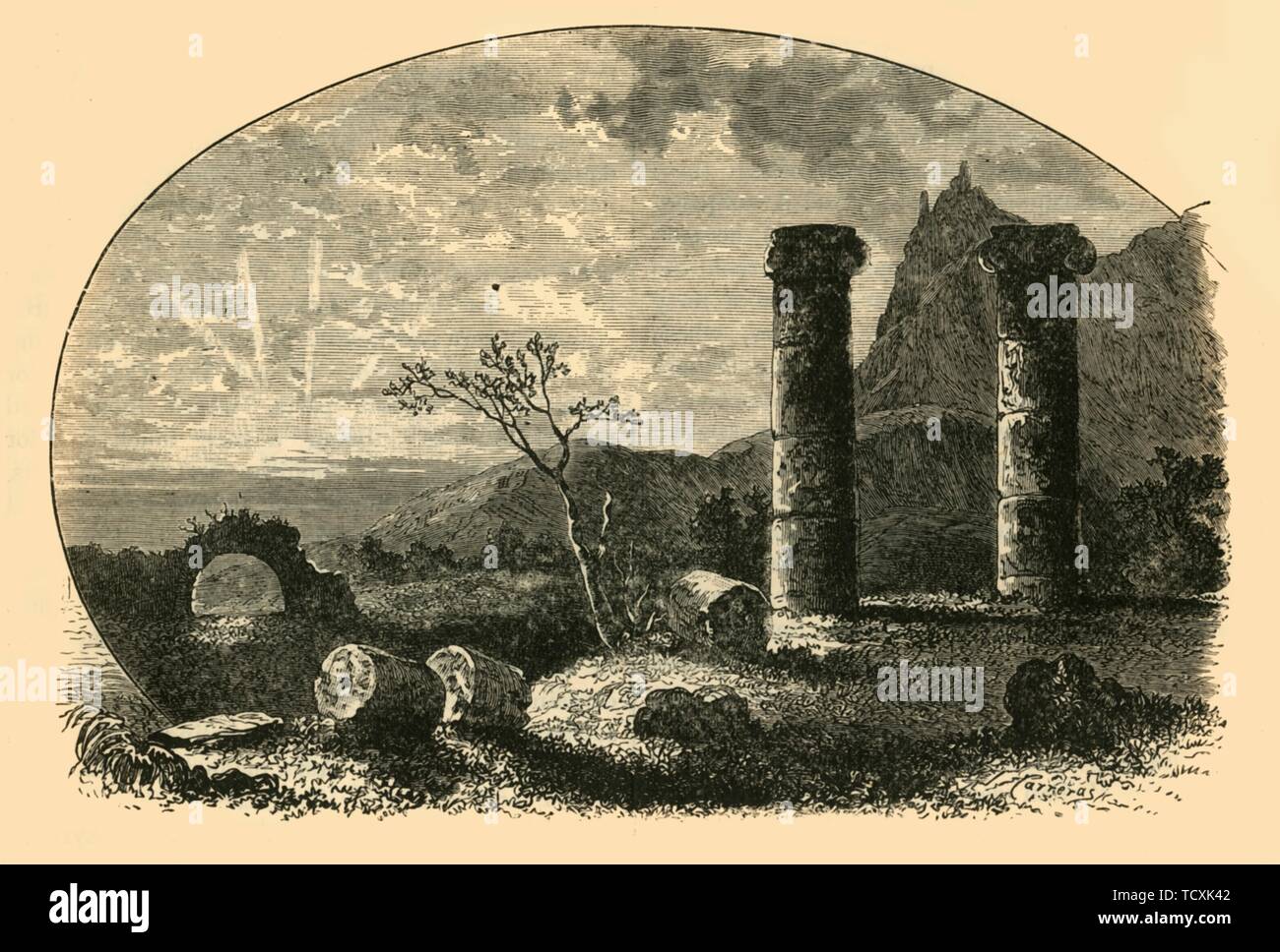 'Ruins of the Temple of Cybele at Sardis', 1890. Creator: Unknown Stock ...
