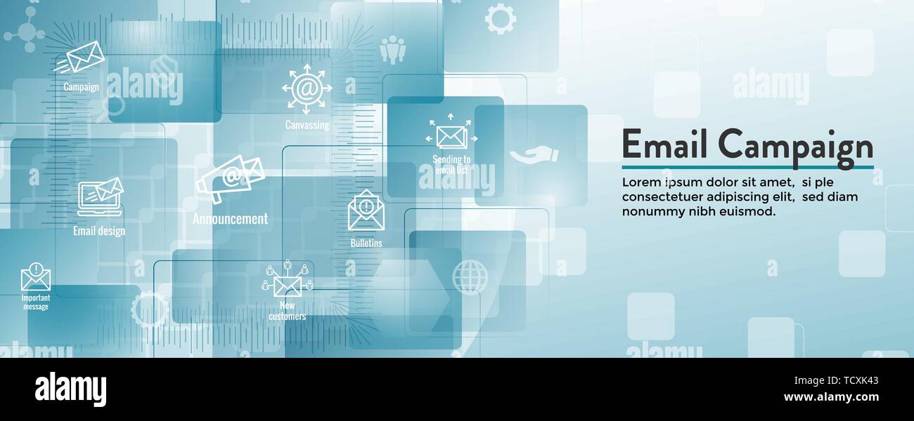 Email marketing campaigns icon set & web header banner Stock Vector ...
