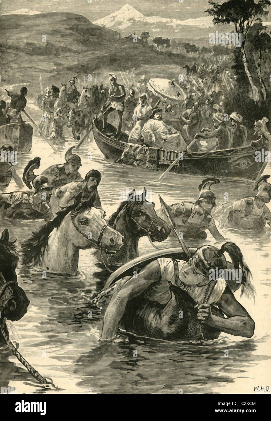 'The Macedonians Crossing the Jaxartes', 1890. Creator: Unknown Stock ...