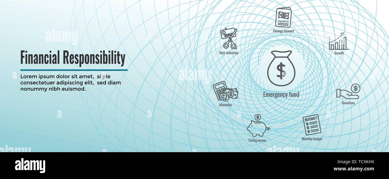 Personal Finance & Responsibility Icon Set & Web Header Banner Stock ...