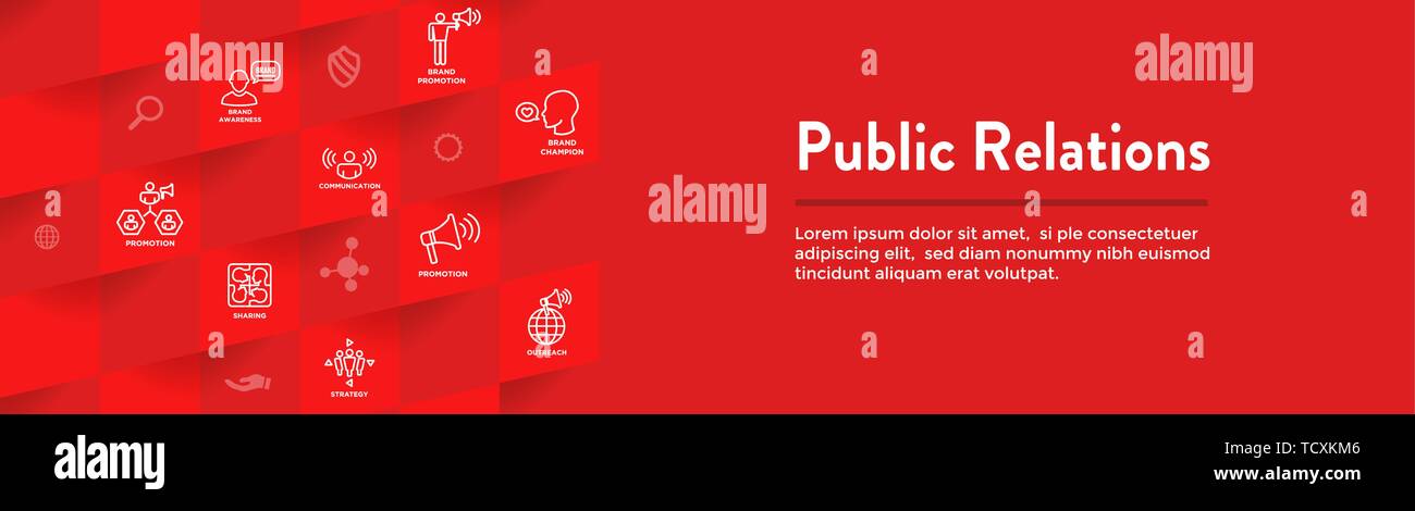 Public Relations Web Header Banner & Icon Set with brand awareness ...