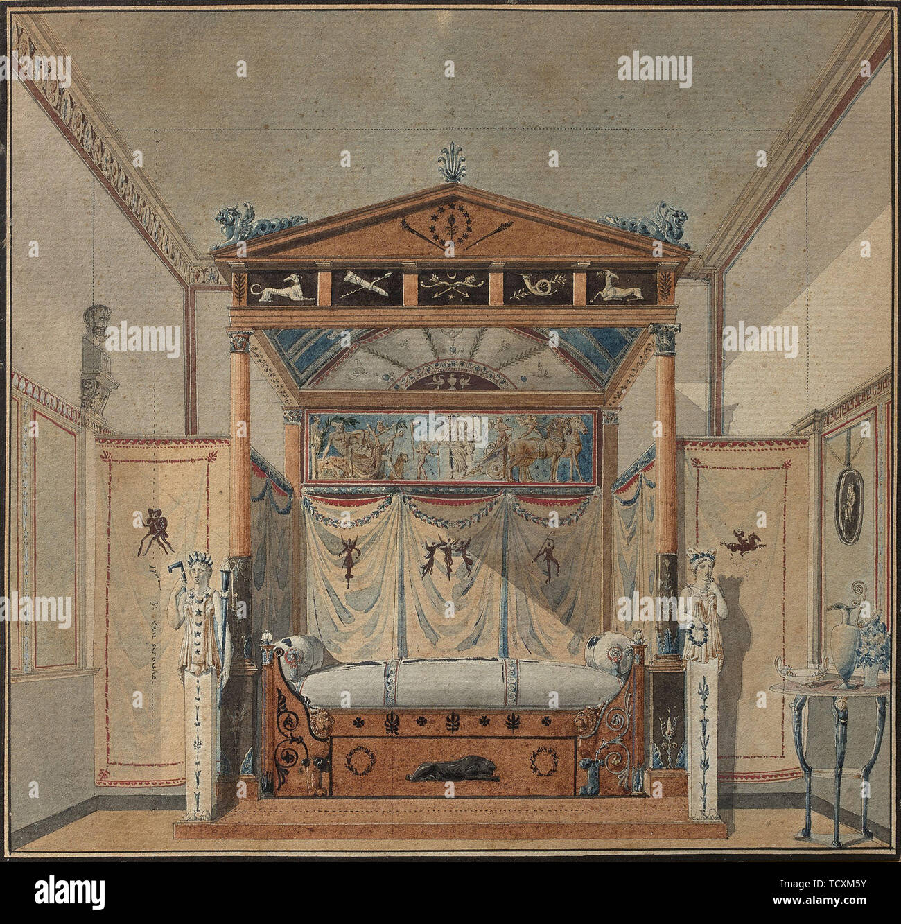 Design of the Bed, c. 1800. Creator: Percier, Charles (1764-1838 Stock ...