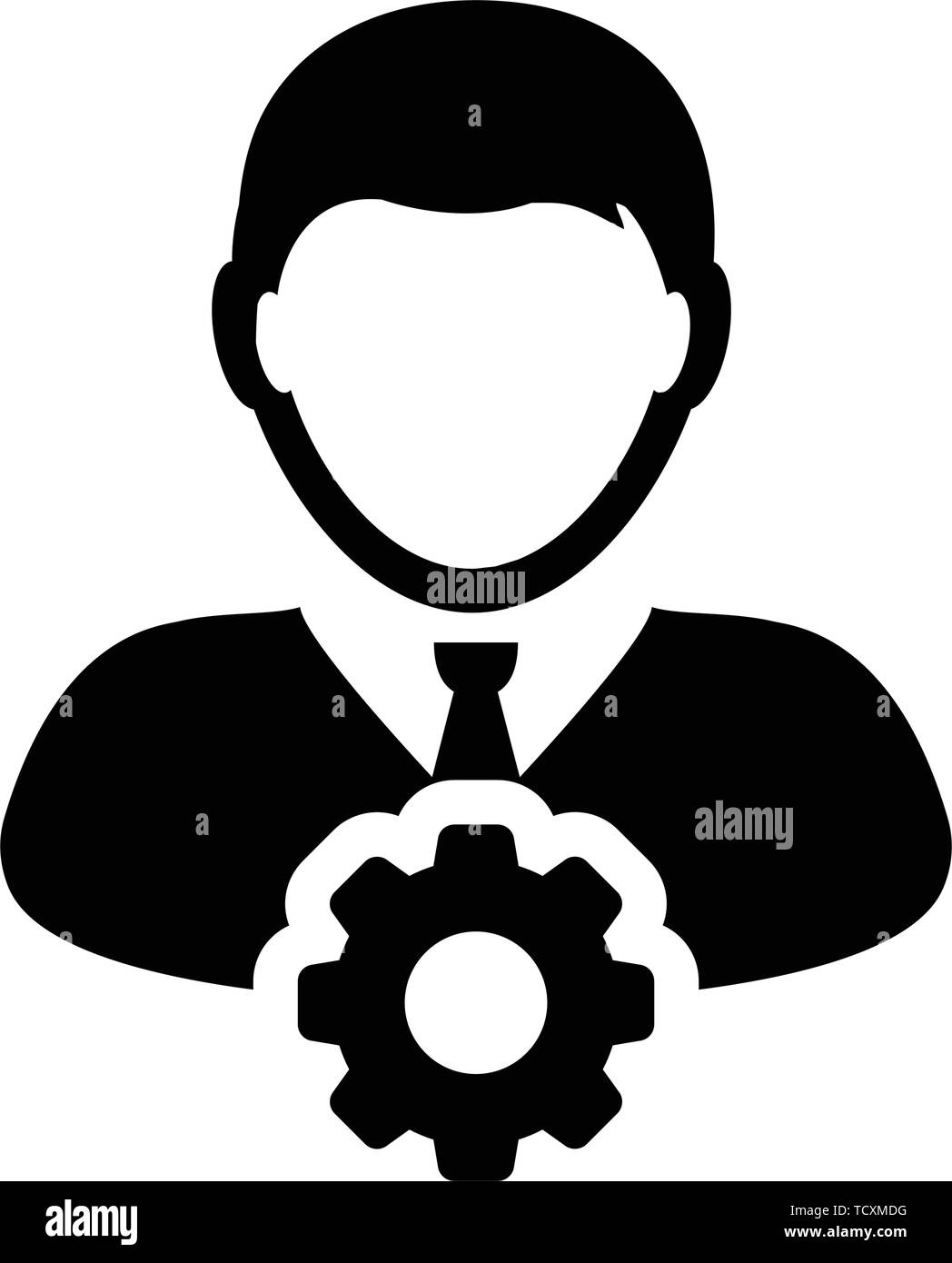 Professional icon vector male person profile avatar with gear cogwheel ...
