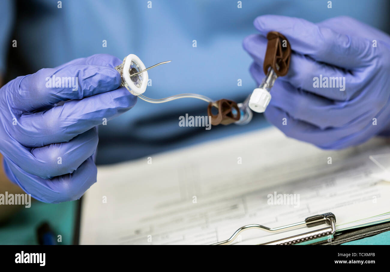Nurse prepares Venous catheters of Long Duration in a hospital ...