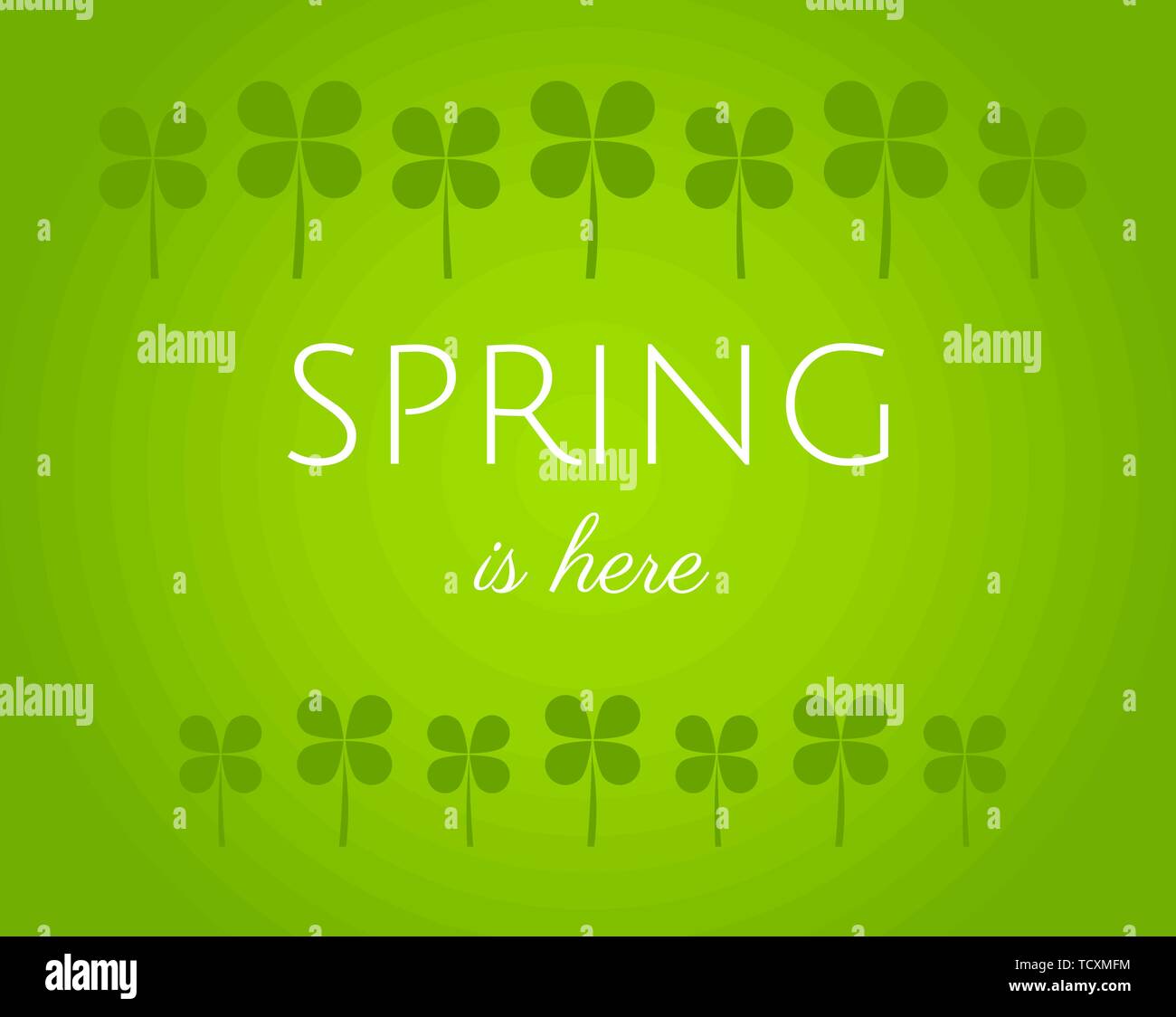 Spring is here over green background with clover leaves Stock Vector ...