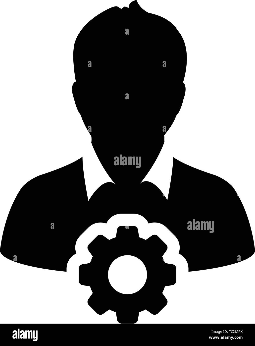 Employee icon vector male person profile avatar with gear cogwheel for ...