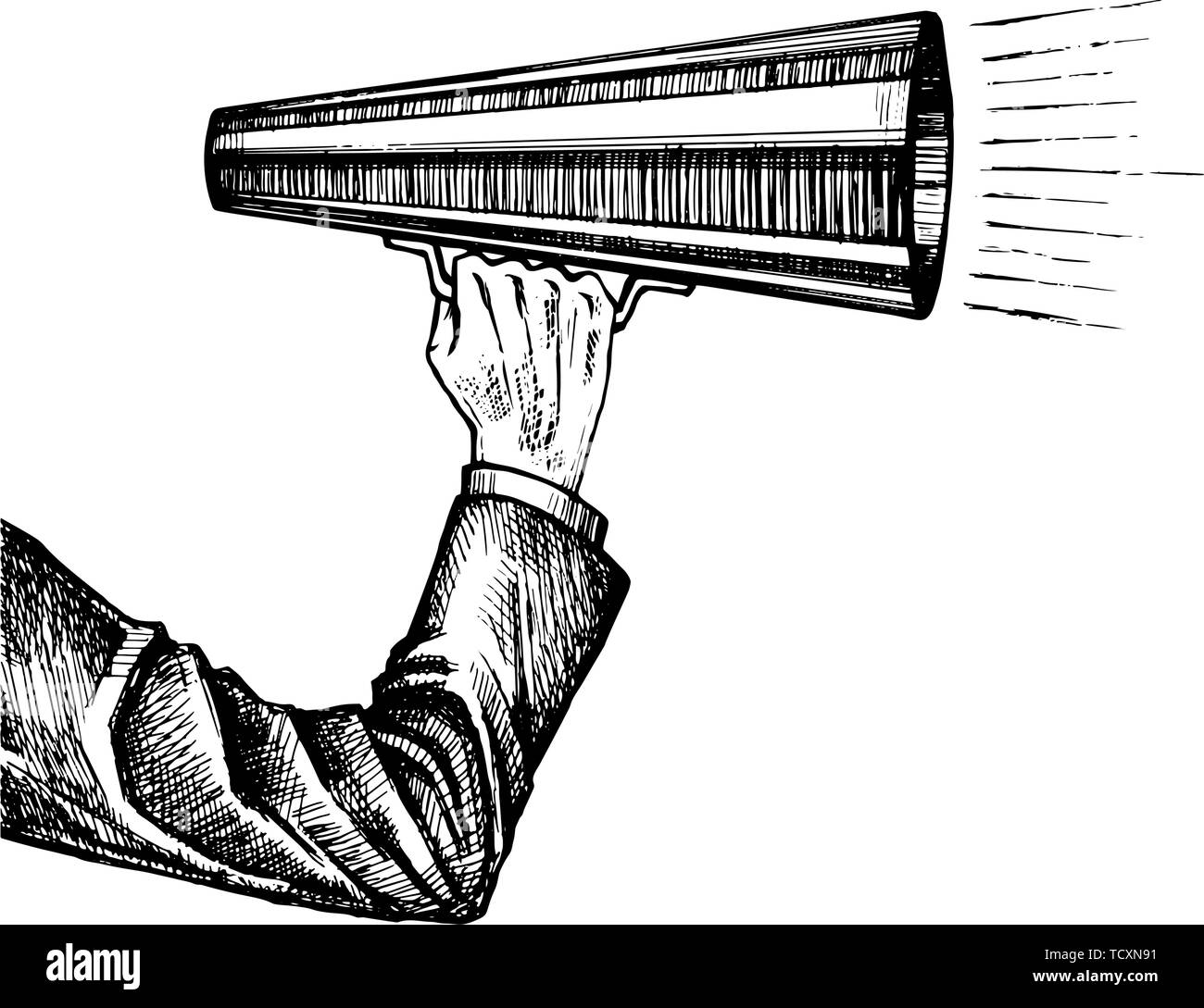 Megaphone symbol in hand Cut Out Stock Images & Pictures - Alamy