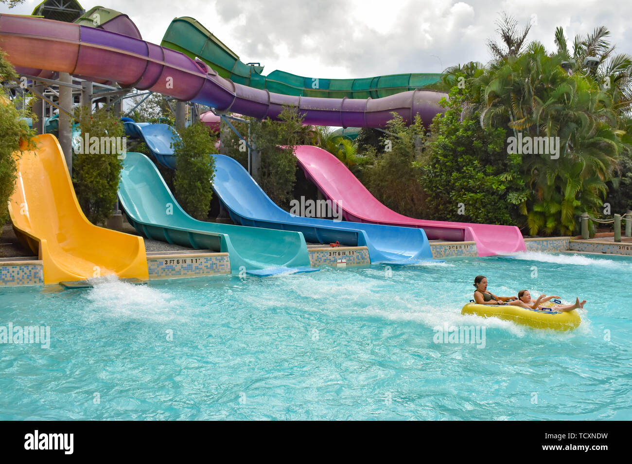 Orlando, Florida. April 07, 2019. People having fun Omaka Rocka. It is ...