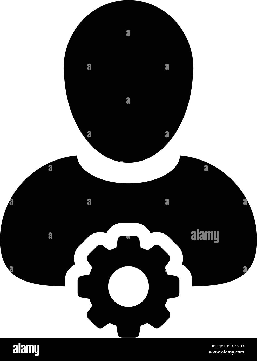 Factory worker icon vector male person profile avatar with gear ...
