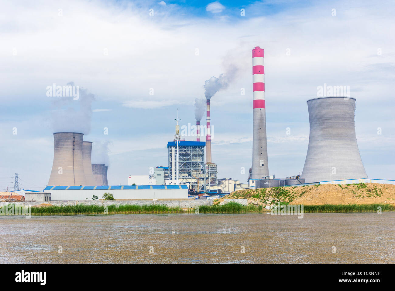 skyline,water and landscape of power plant Stock Photo - Alamy