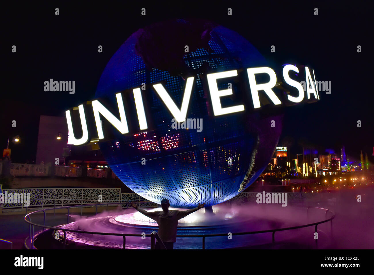 Orlando, Florida. February 05, 2019. Universal Studios world sphere at ...