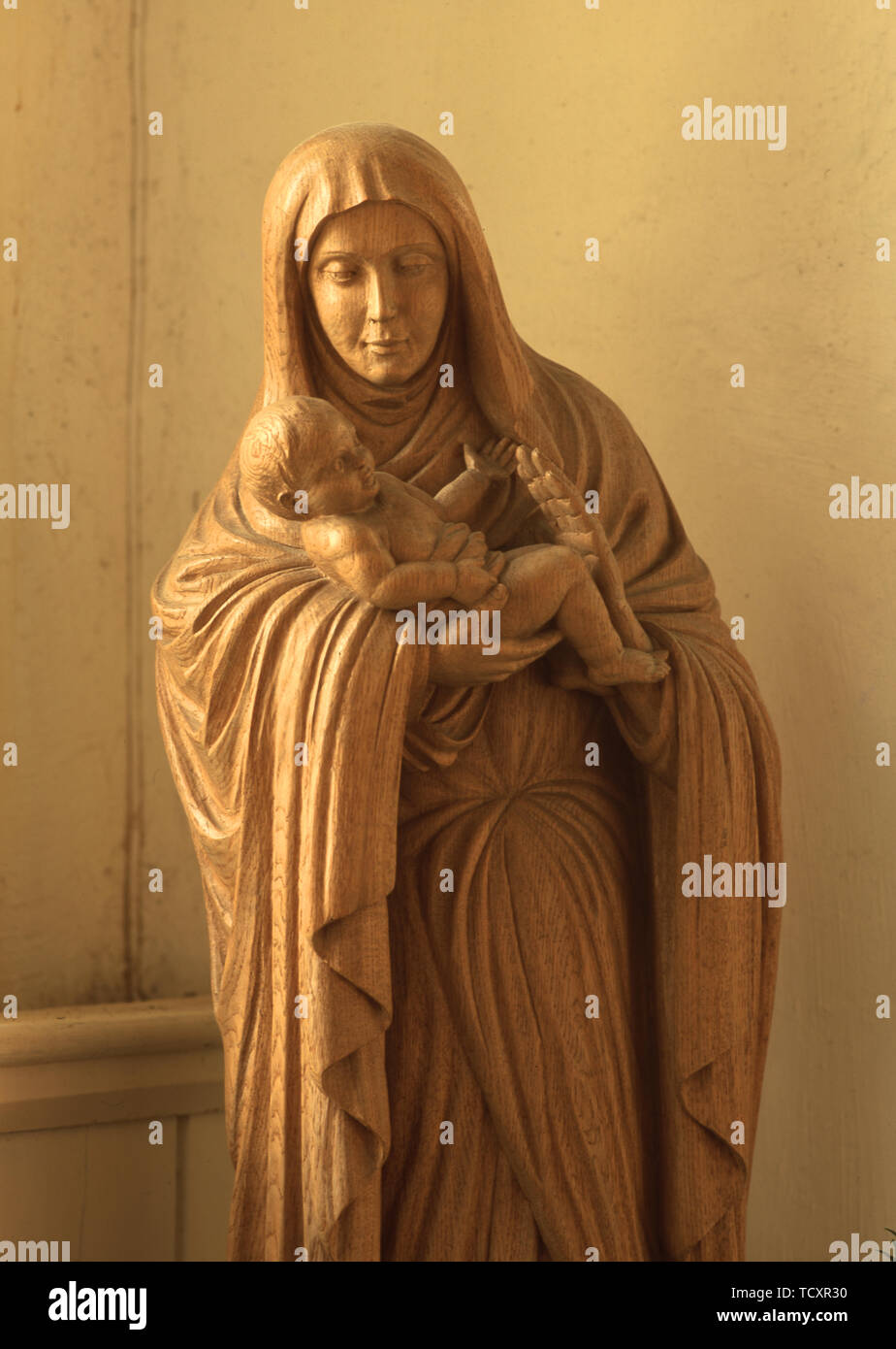 Wooden carving of Mary and the Christ child, church of St Mary the ...