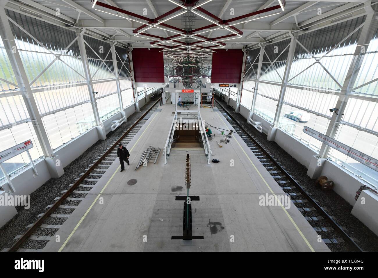 Russia, Moscow. A newly-built Prokshino Station of the Moscow Metro's ...