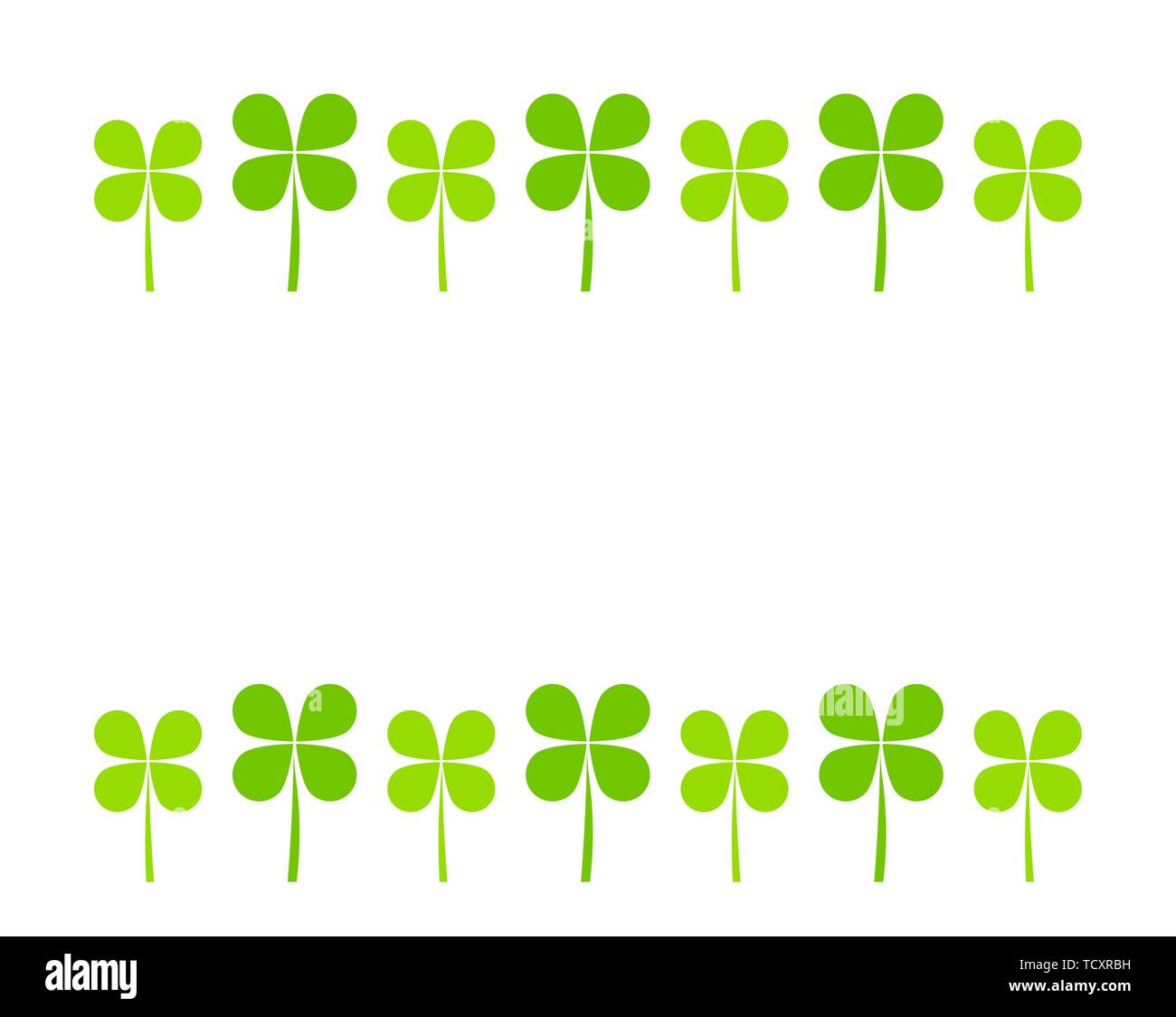 Border of green clover leaves on white background. Flat design ...