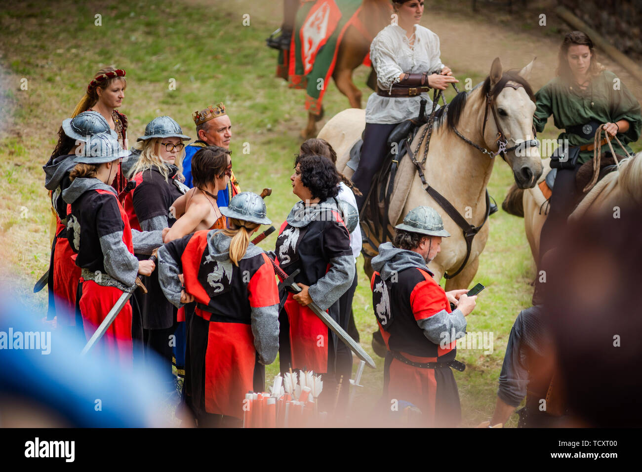 Editorial: 9th June 2019: Chatenois, France. Fancy-dress medieval ...