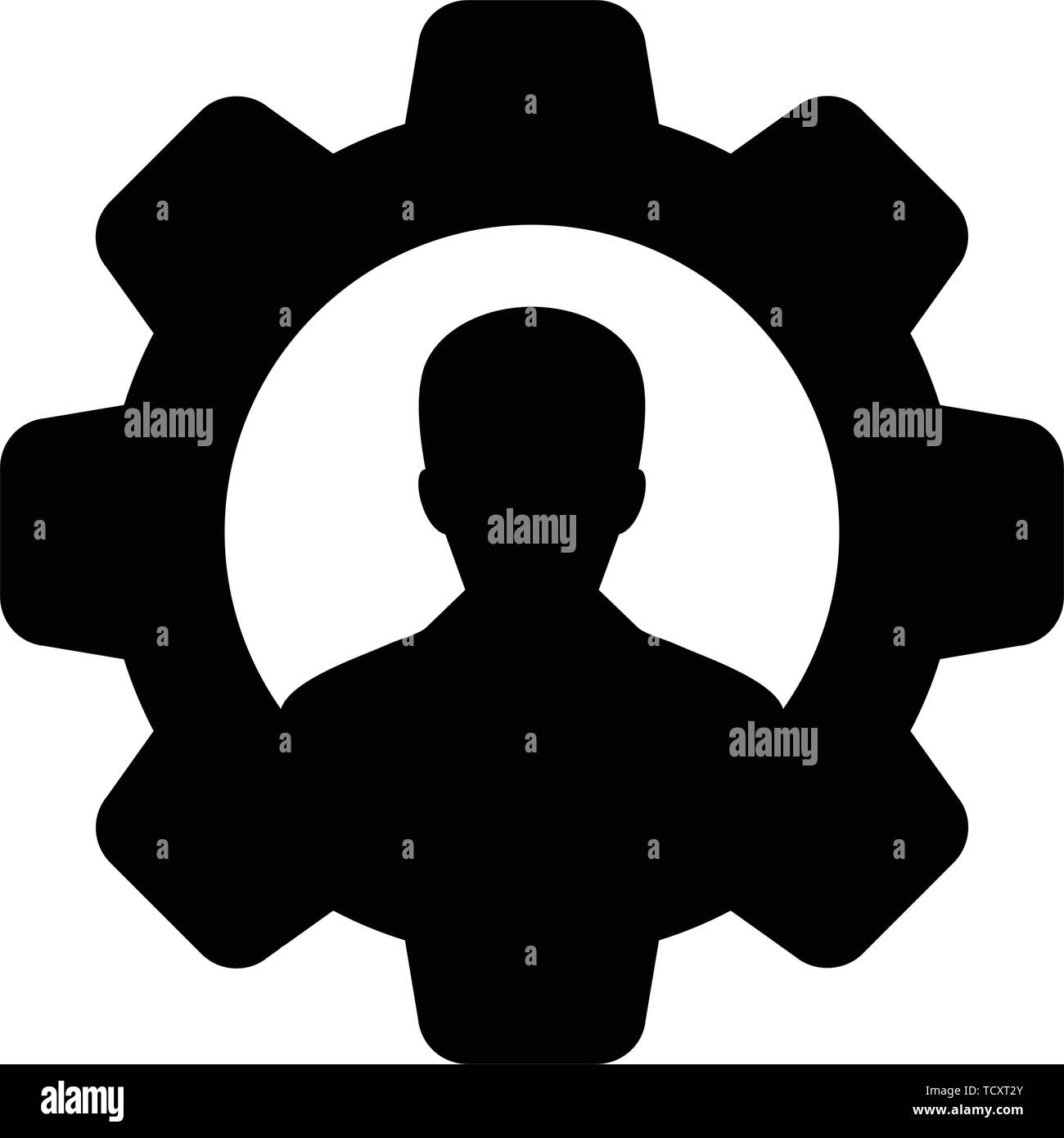 Support icon vector male user person profile avatar with gear cogwheel ...
