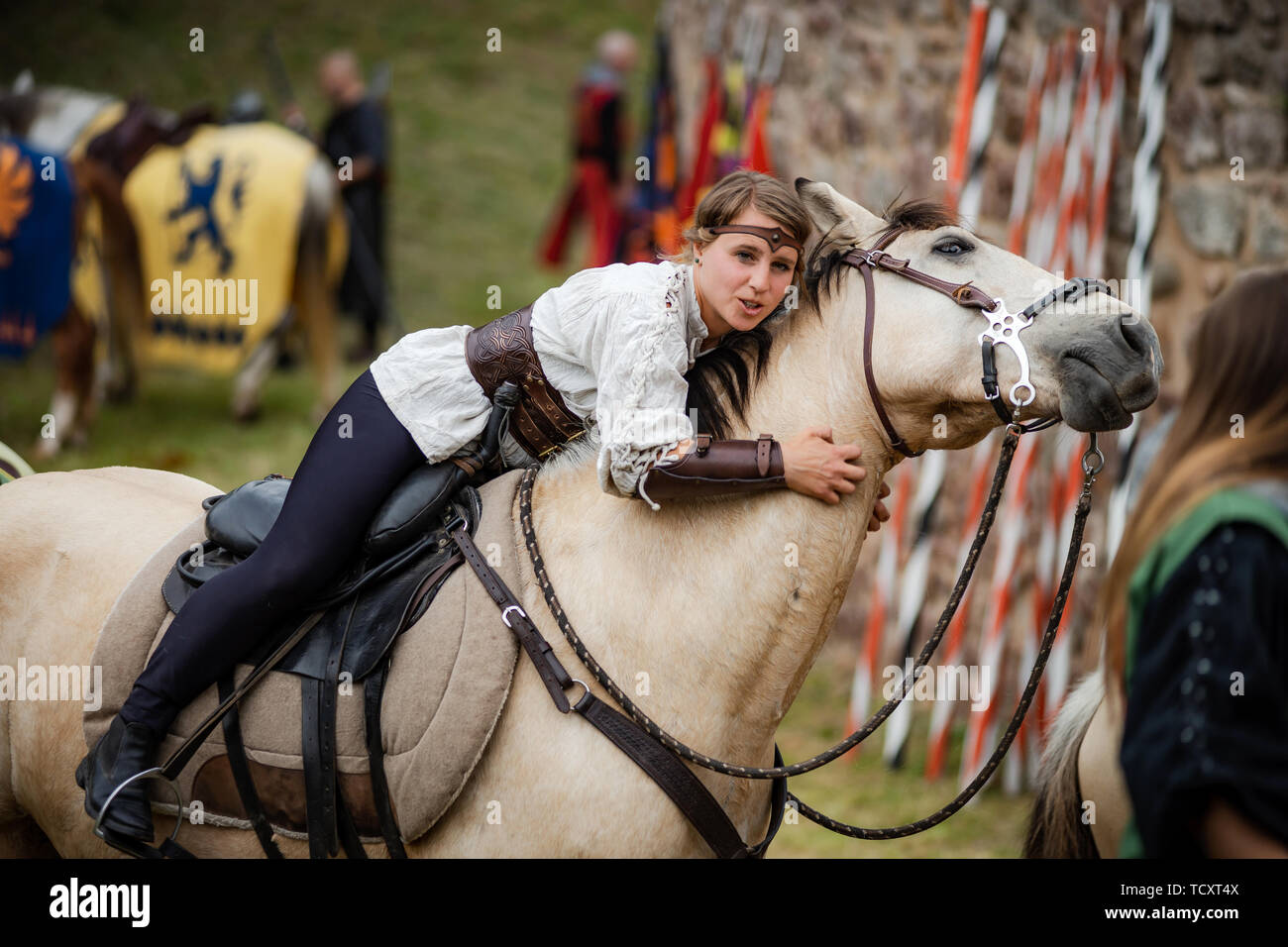 Editorial: 9th June 2019: Chatenois, France. Fancy-dress medieval ...