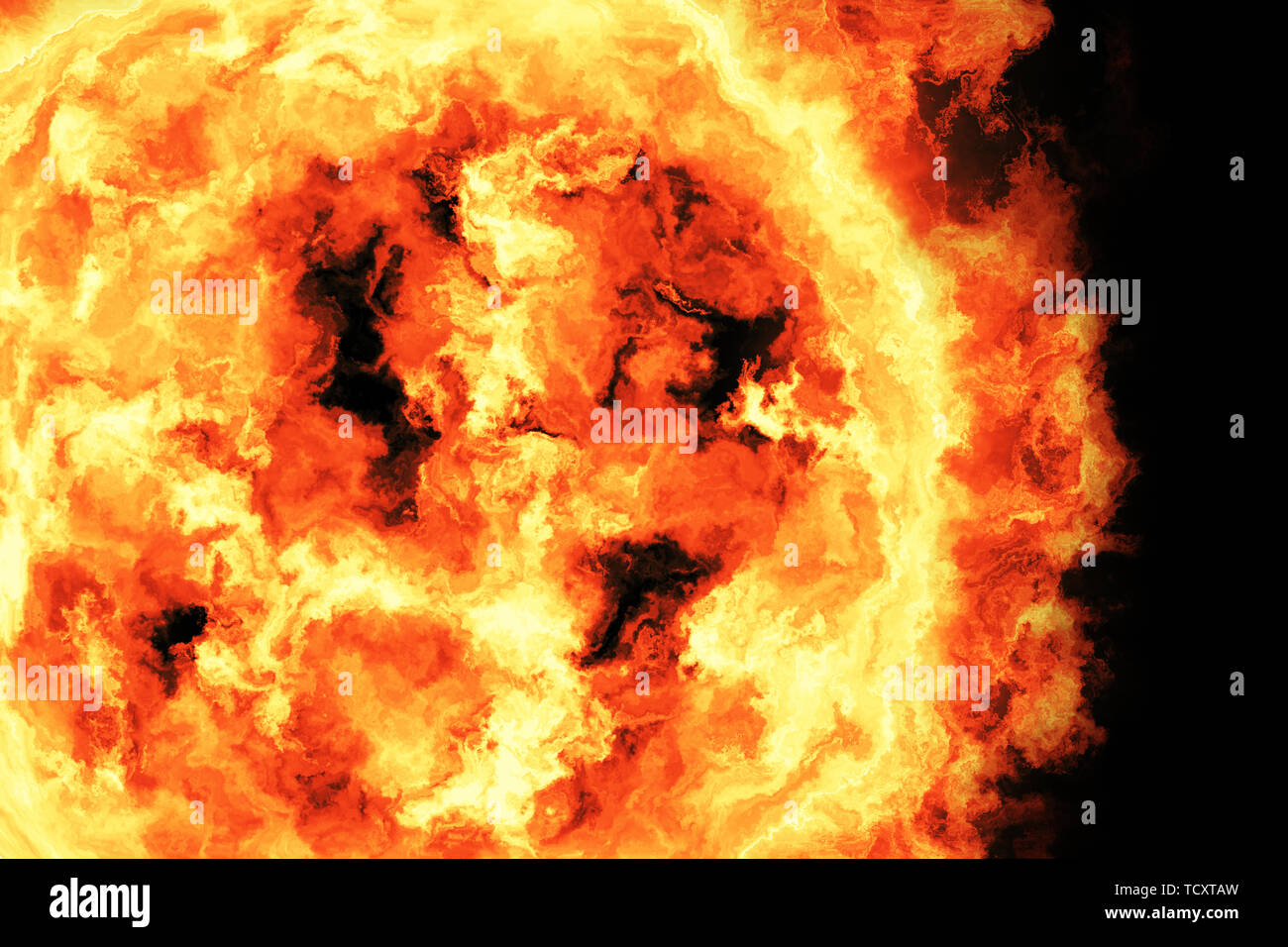 Three-dimensional rendering, fireball with black background Stock Photo ...