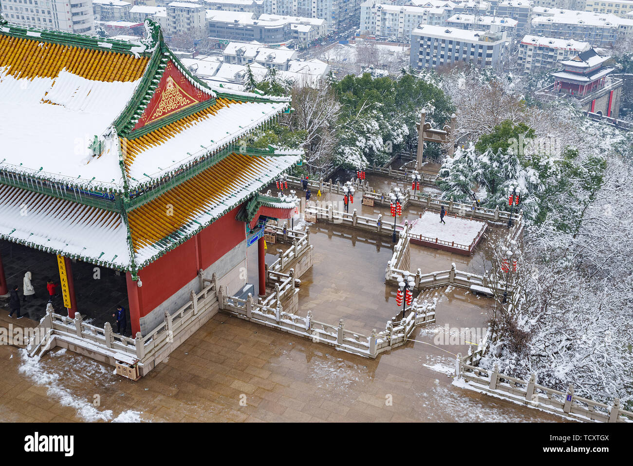 Snow Scenery of Nanjing Yujiang Tower Scenic Area Stock Photo - Alamy
