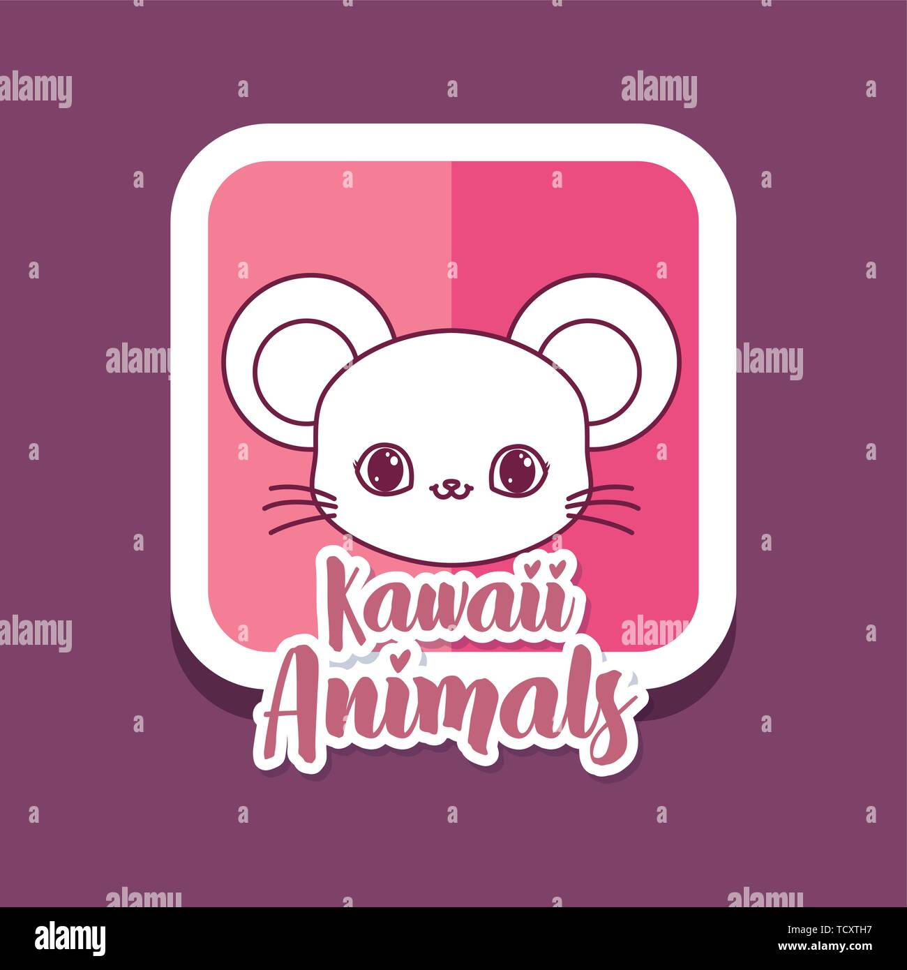 cute mouse kawaii animlas card vector illustration Stock Vector Image ...