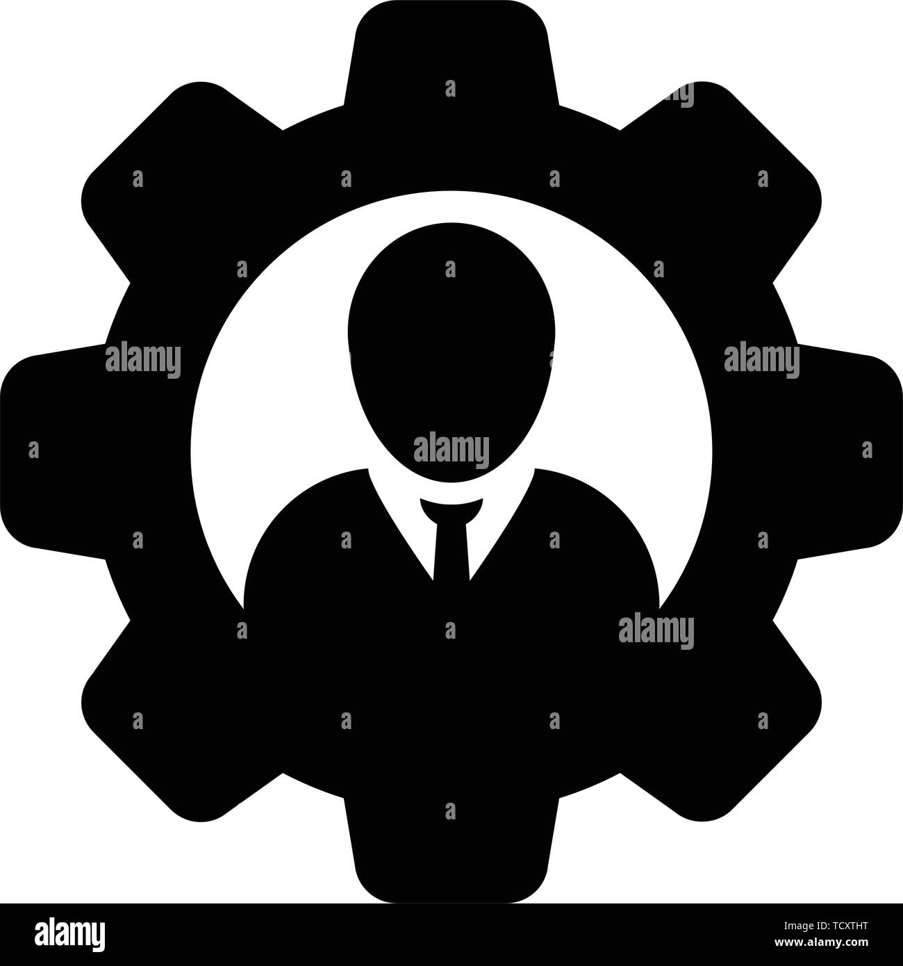 Configuration icon vector male person profile avatar with gear cogwheel ...