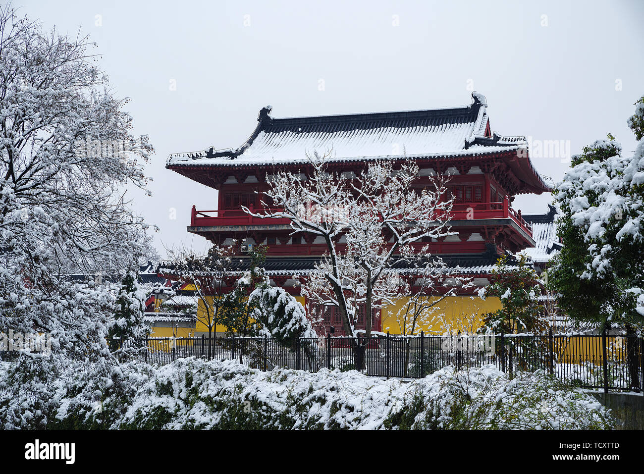 Snow Scenery of Nanjing Yujiang Tower Scenic Area Stock Photo - Alamy