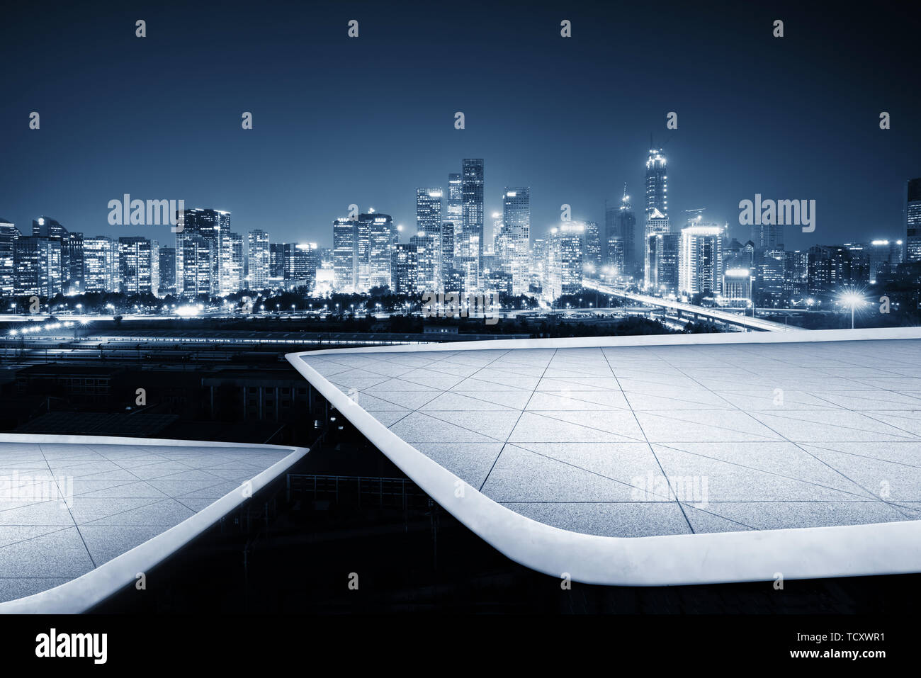 Beijing international trade night scene Stock Photo - Alamy