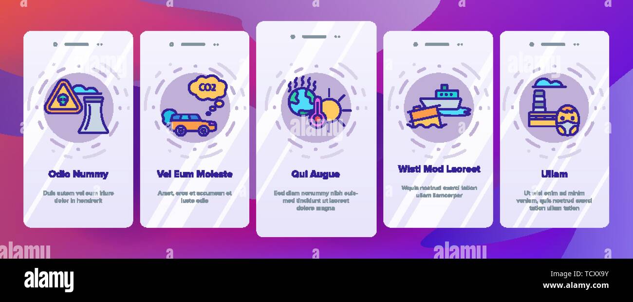 Environmental Air Pollution Vector Onboarding Mobile App Page Screen ...