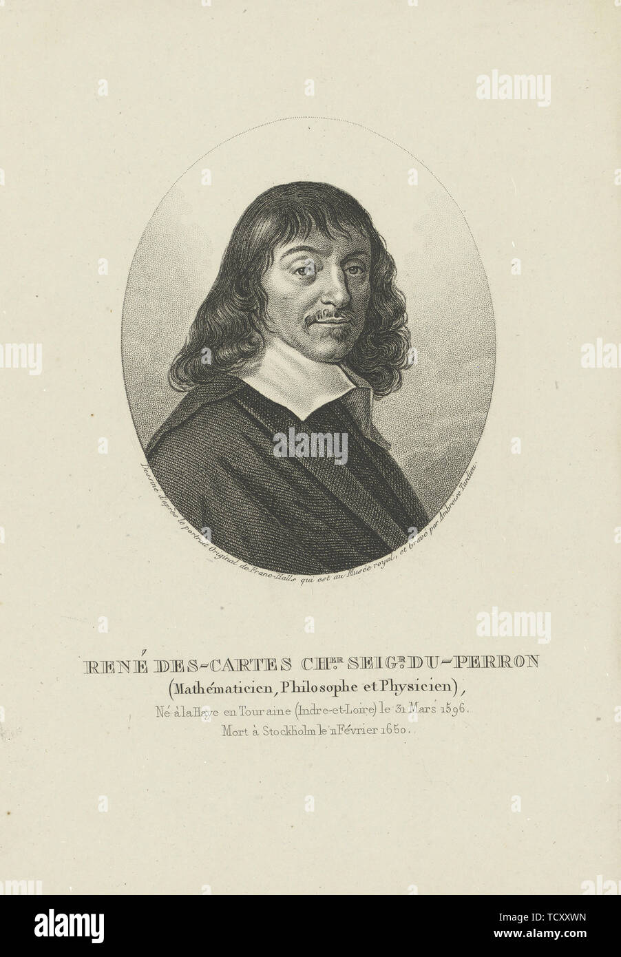 Portrait of the philosopher René Descartes (1596-1650), ca 1820 ...