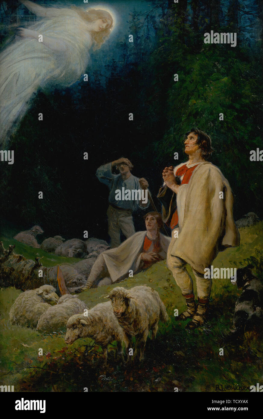 The Annunciation to the Shepherds, 1880. Creator: Liebscher, Adolf ...