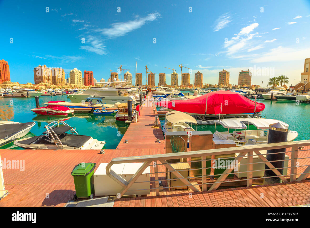 Doha, Qatar - February 18, 2019: luxury marina corniche port, the Porto ...