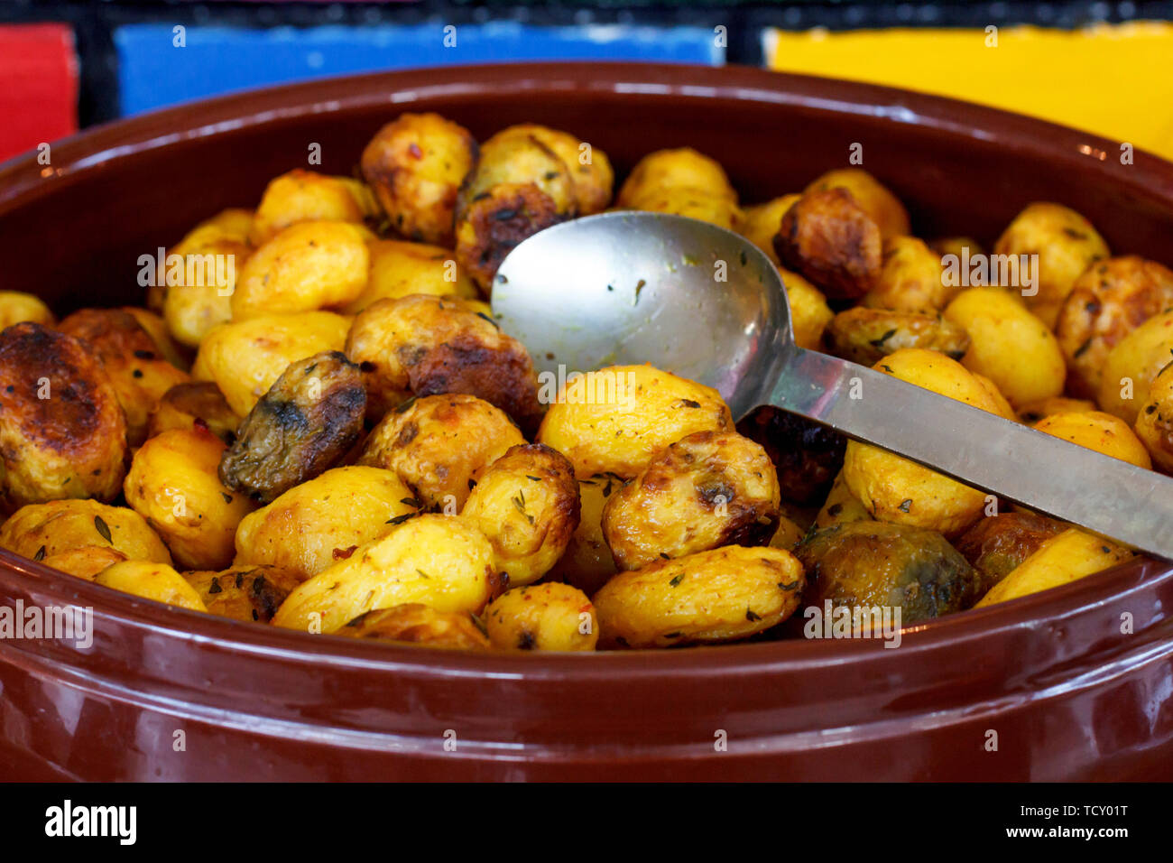 Baked baby Potatoes in the Clay Pot Stock Photo - Alamy