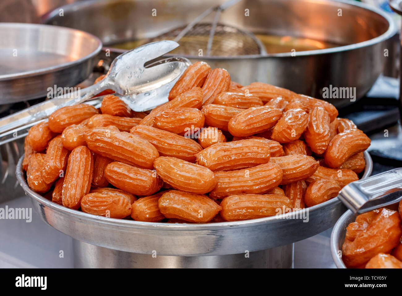 Traditional Turkish street sweets in a sweet syrup Stock Photo - Alamy