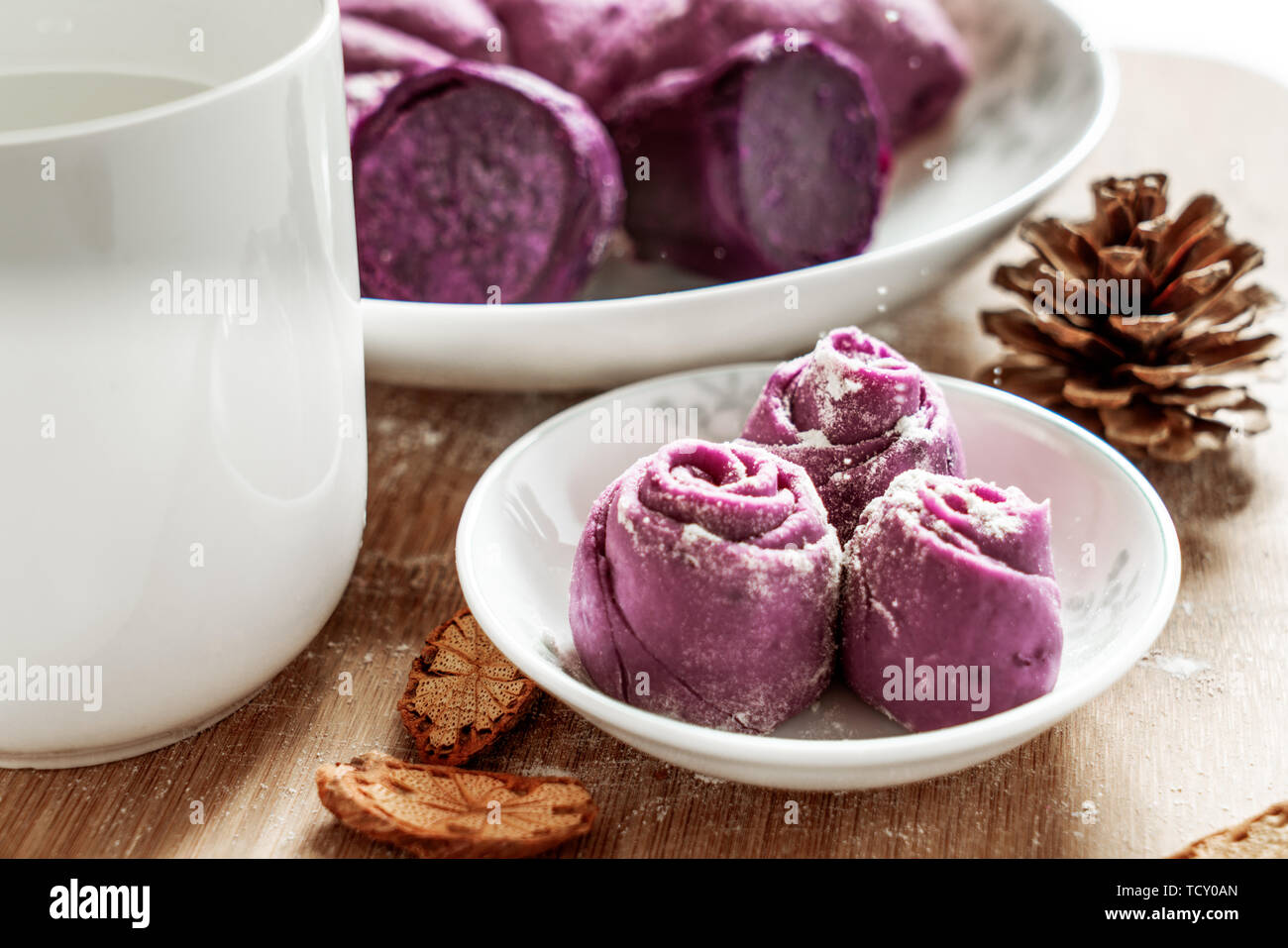 Purple potato pastry cuisine Stock Photo - Alamy
