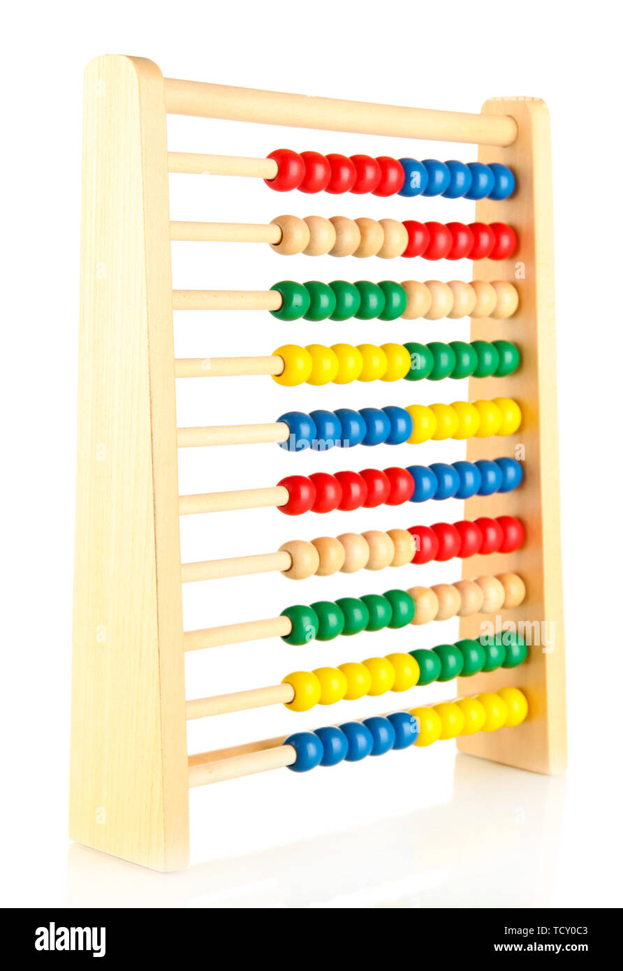 Bright wooden toy abacus, isolated on white Stock Photo - Alamy