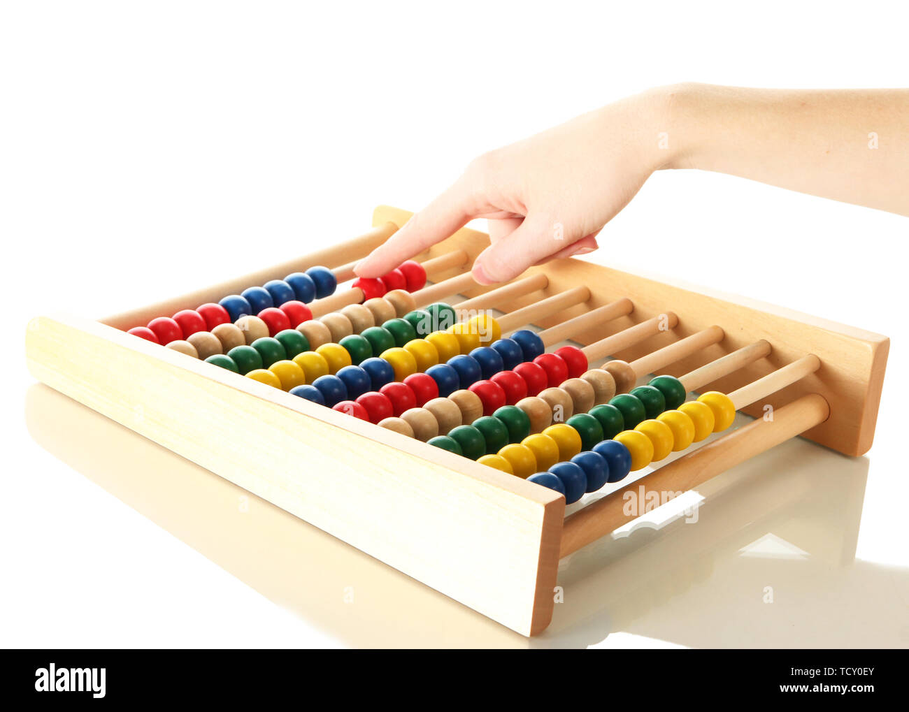 Accountant counting on an abacus, isolated on white Stock Photo - Alamy