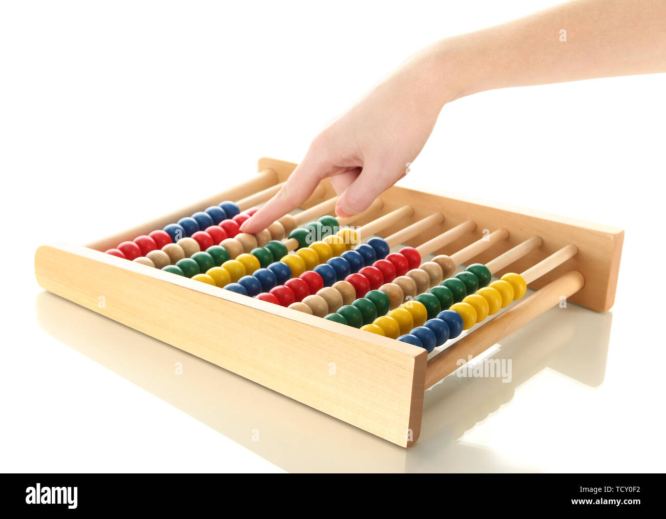 Accountant counting on an abacus, isolated on white Stock Photo - Alamy