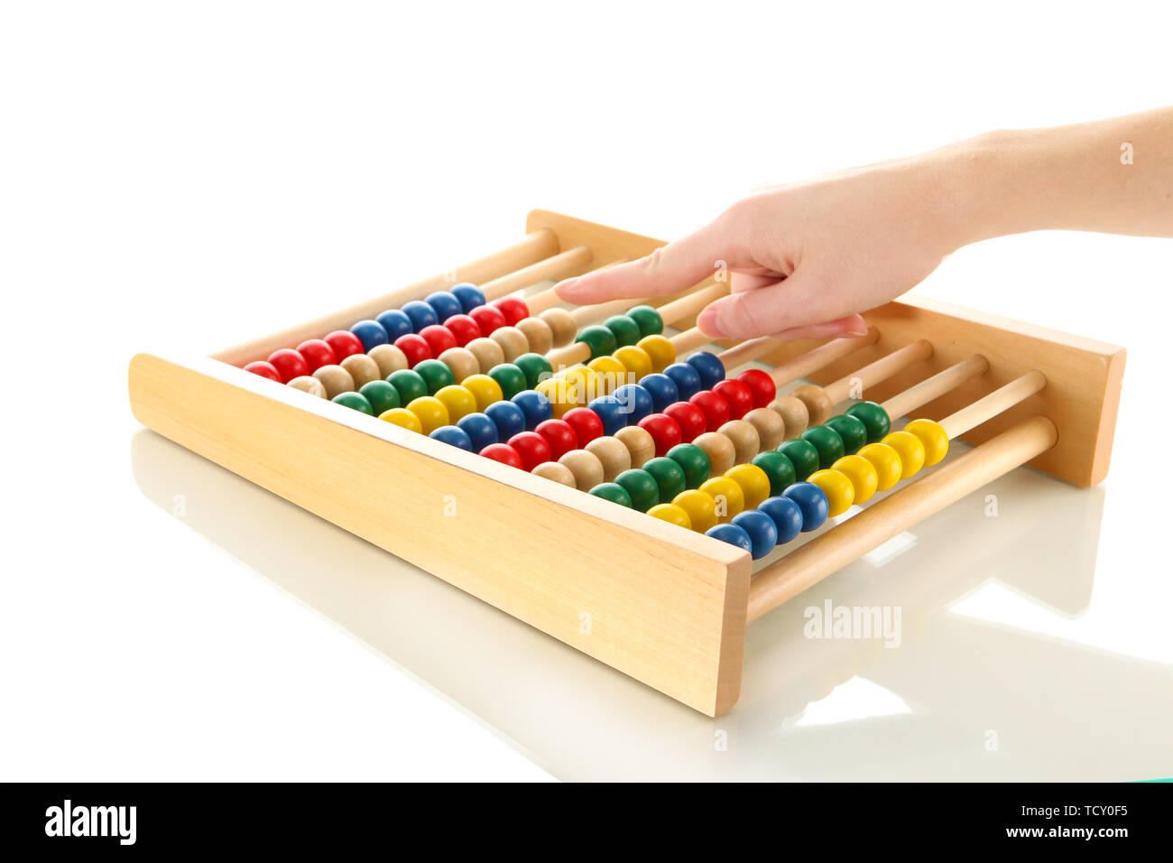Accountant counting on an abacus, isolated on white Stock Photo - Alamy