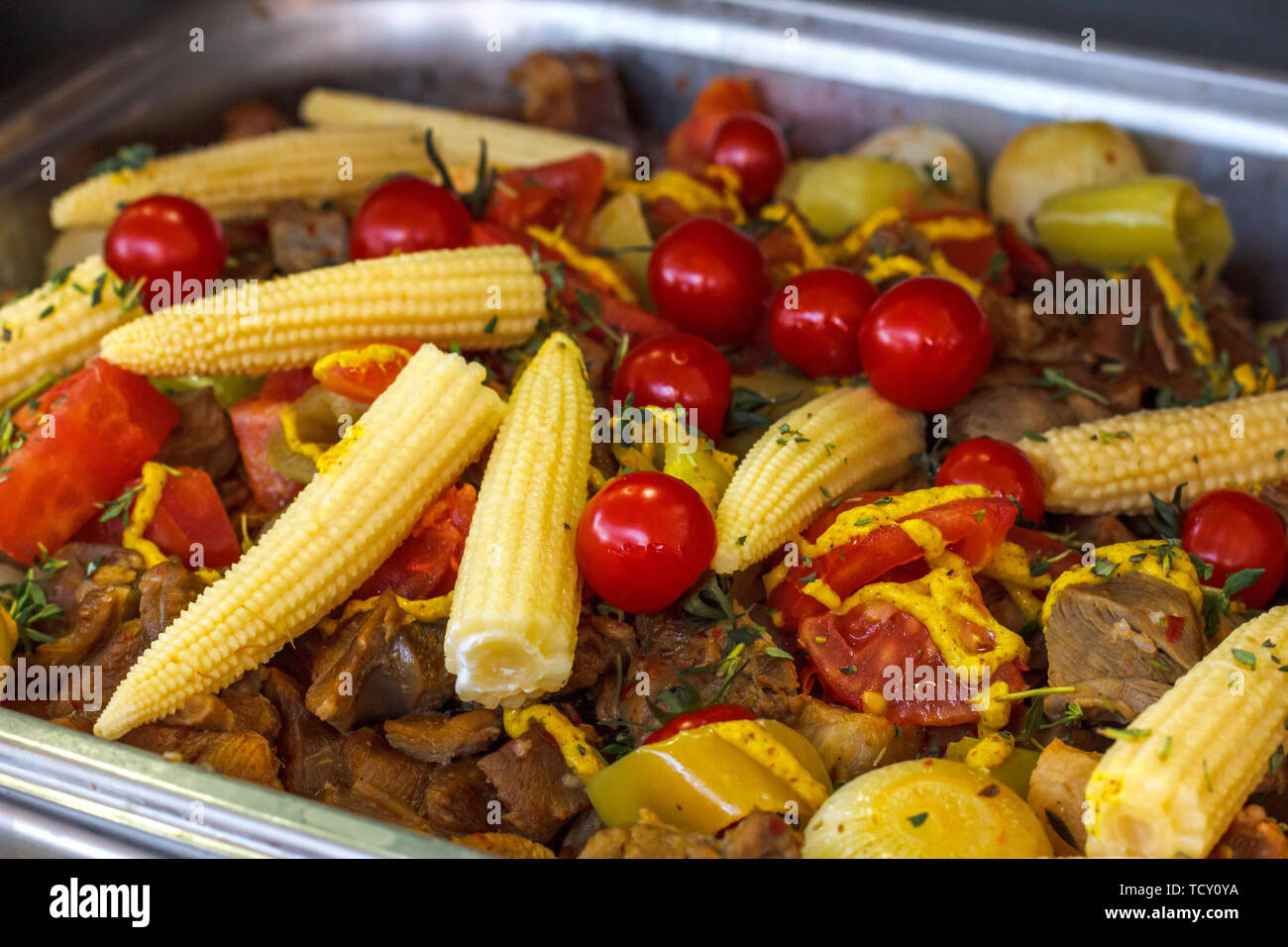 Cooked Little Ears of a Fresh baby Corn Stock Photo - Alamy