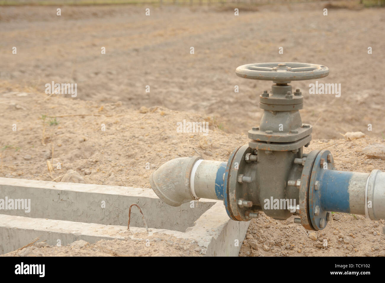 Irrigation pipe and water valve For farming In the countryside Stock ...