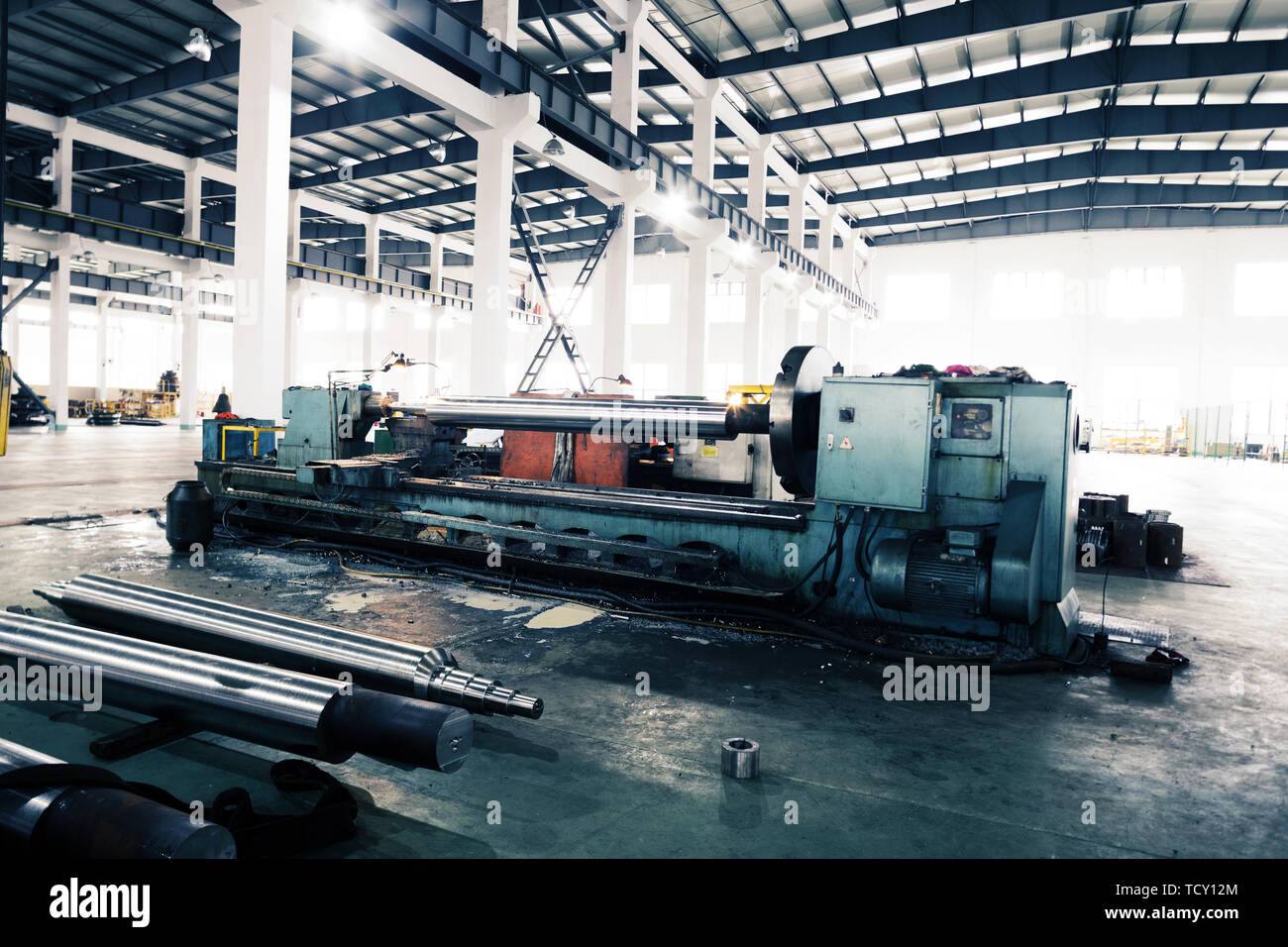 Modern mechanism factory interior Stock Photo - Alamy
