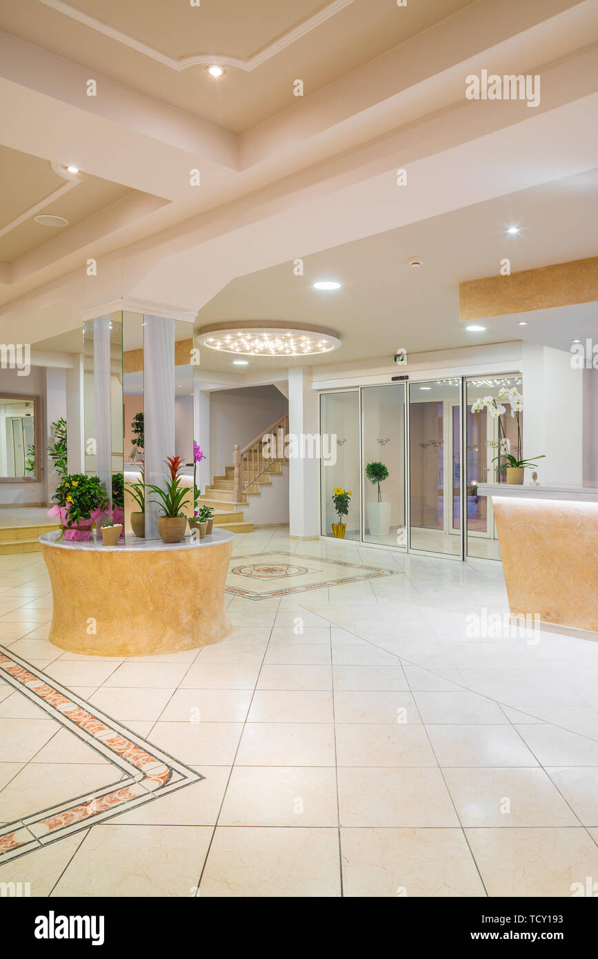 Lounge area of a hotel, club, company lobby. Fragment of the modern ...