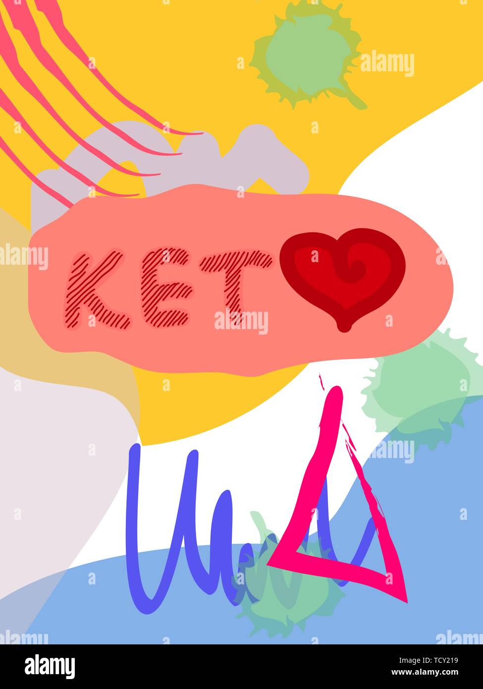 Keto fat collage lettering. Ketogenic eating slogan, phrase on memphis ...