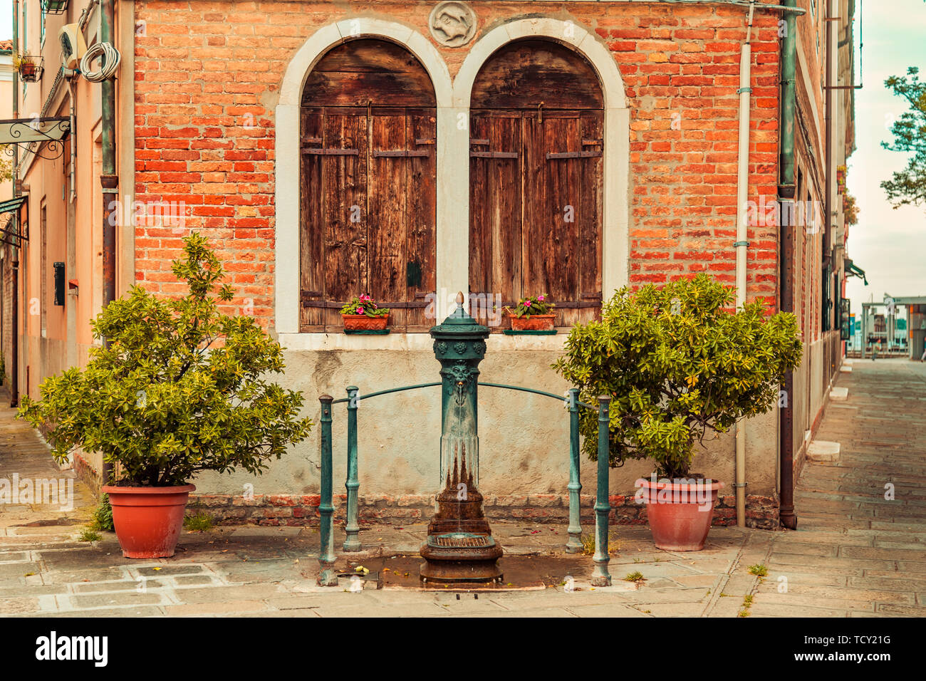Venice Italy - May 25, 2019: Anceint venetian water pump on Murano ...